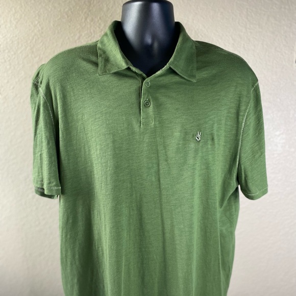 Shirts | John Varvatos Olive Green Polo Victor Peace Sign Hand Slub Xl ...